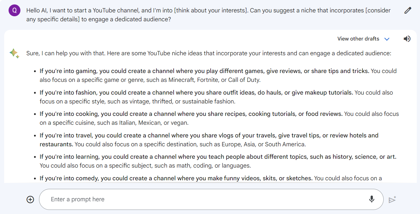 141 Essential Google Bard prompts for YouTube - Cultivate YouTube ...